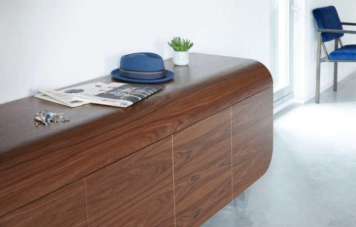 Modern sideboard in walnut - design by Ronald Knol